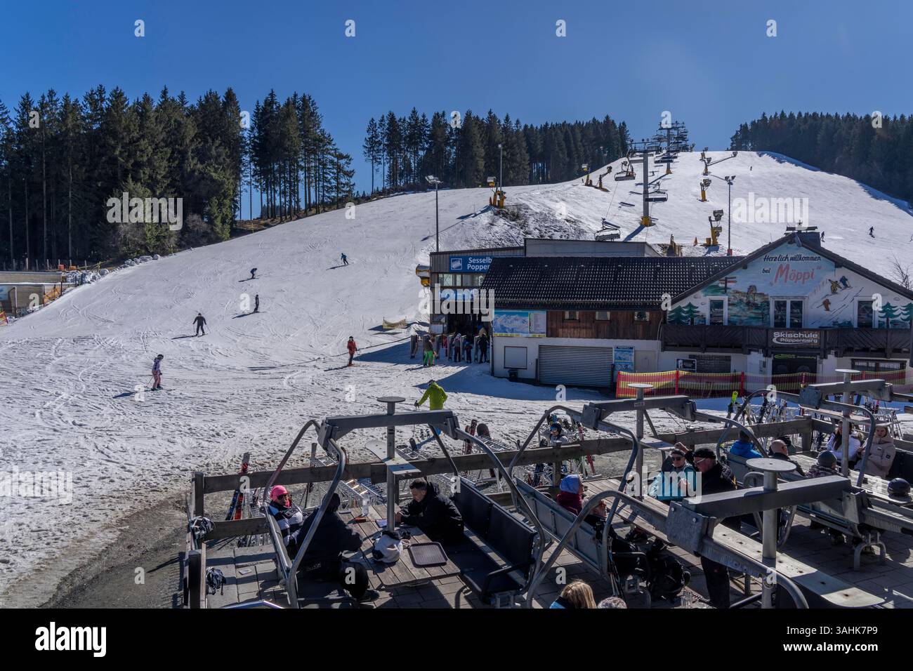 Winter sports area in the Sauerland, Winterberg ski lift carousel ...
