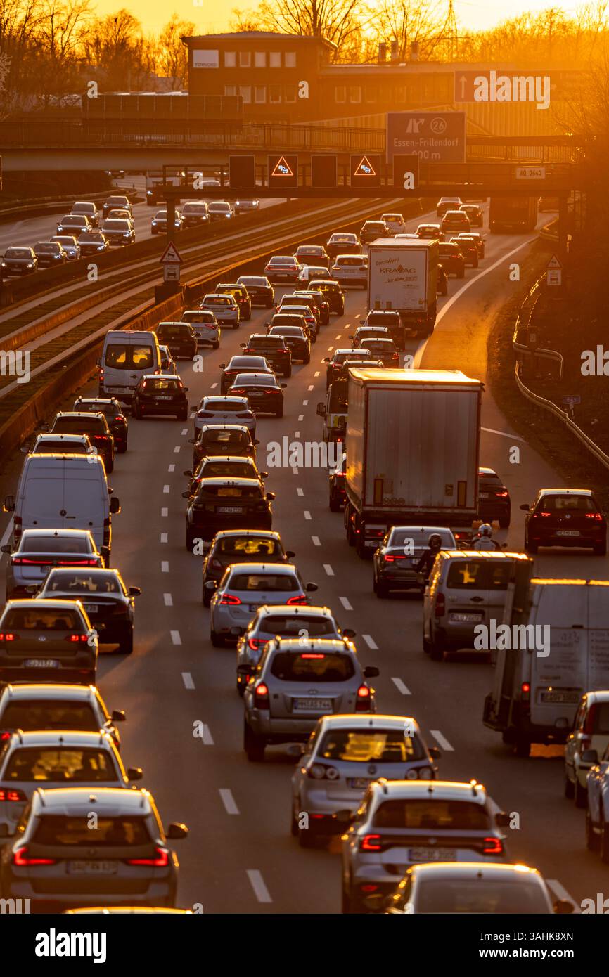 A40 motorway, dense, slow-moving traffic, evening rush hour at the ...