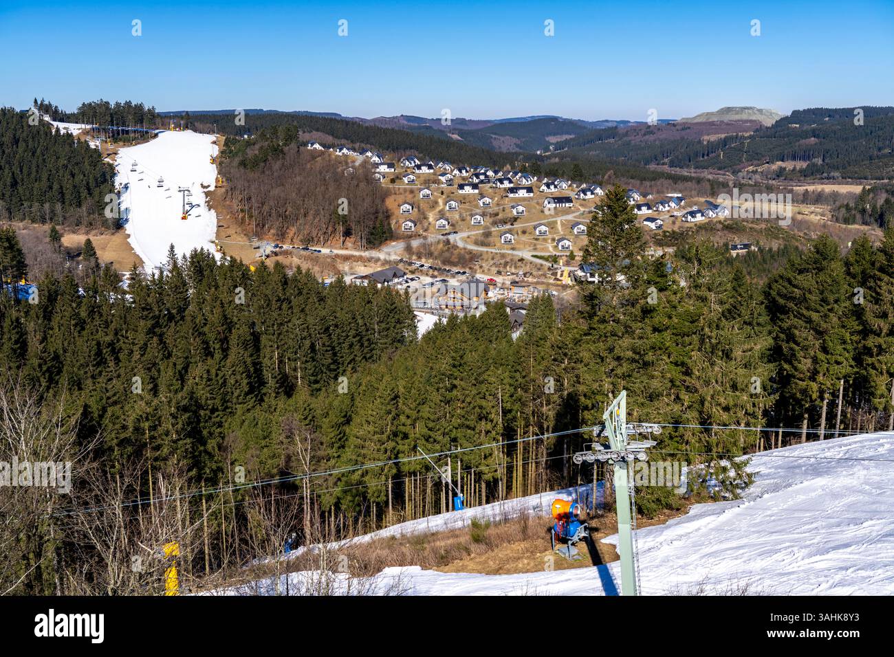 Winter sports area in the Sauerland, Winterberg ski resort, artificial ...