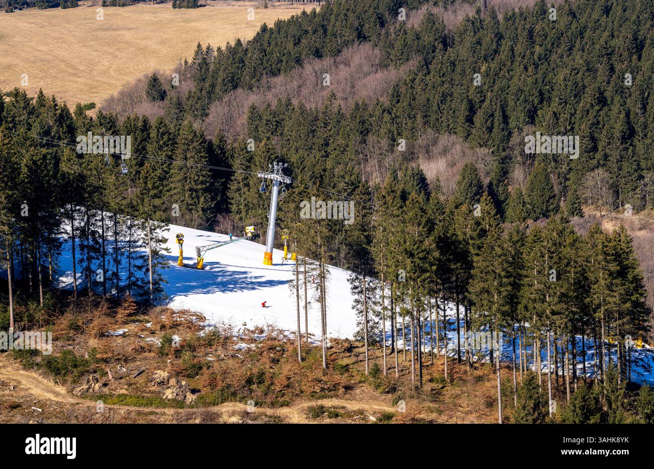 Winter sports area in the Sauerland, Winterberg ski resort, artificial ...