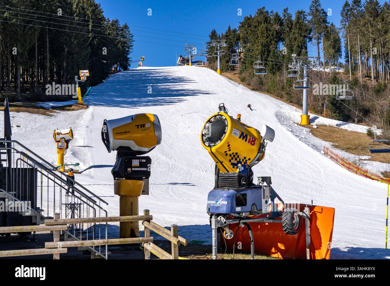 Winter sports area in the Sauerland, Winterberg ski resort, artificial ...