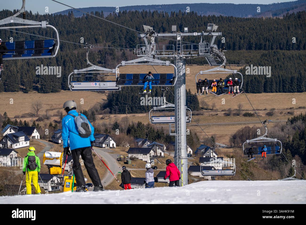 Winter sports area in Sauerland, Winterberg ski lift carousel ...