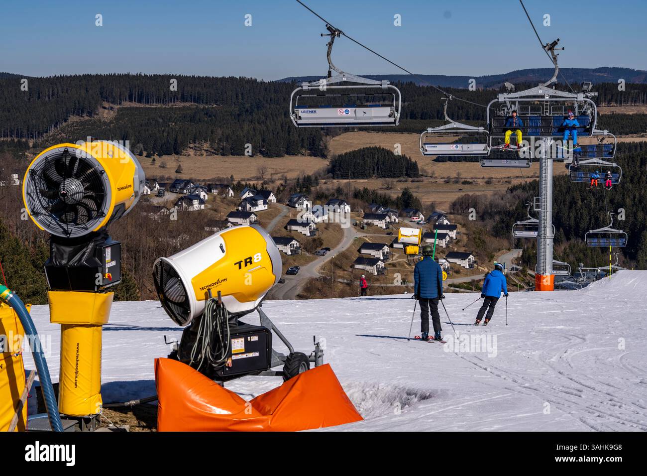 Winter sports area in Sauerland, Winterberg ski lift carousel ...
