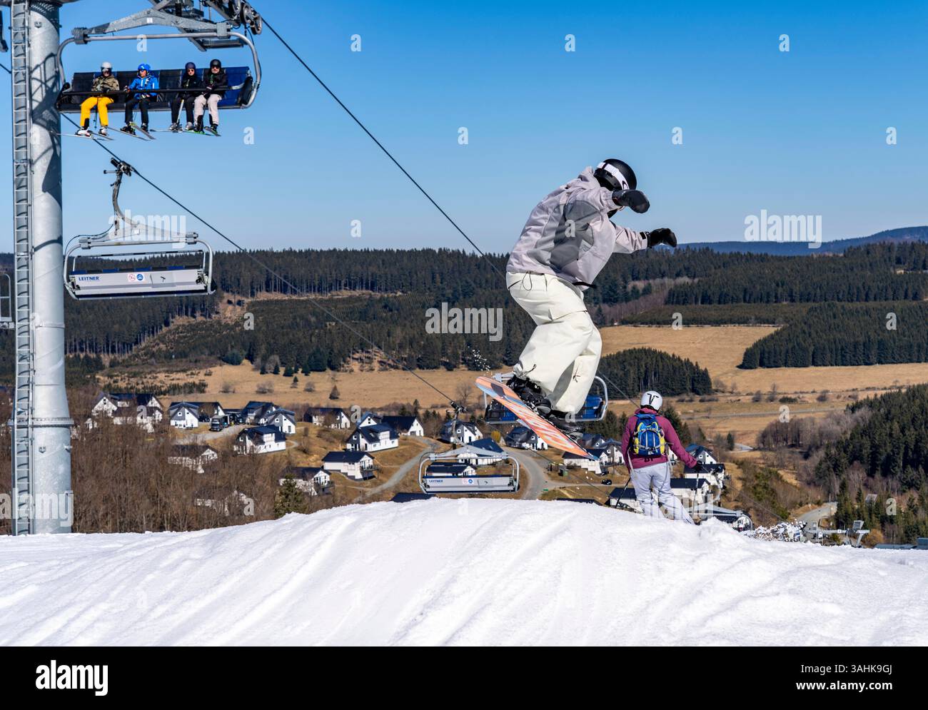 Winter sports area in Sauerland, Winterberg ski lift carousel ...