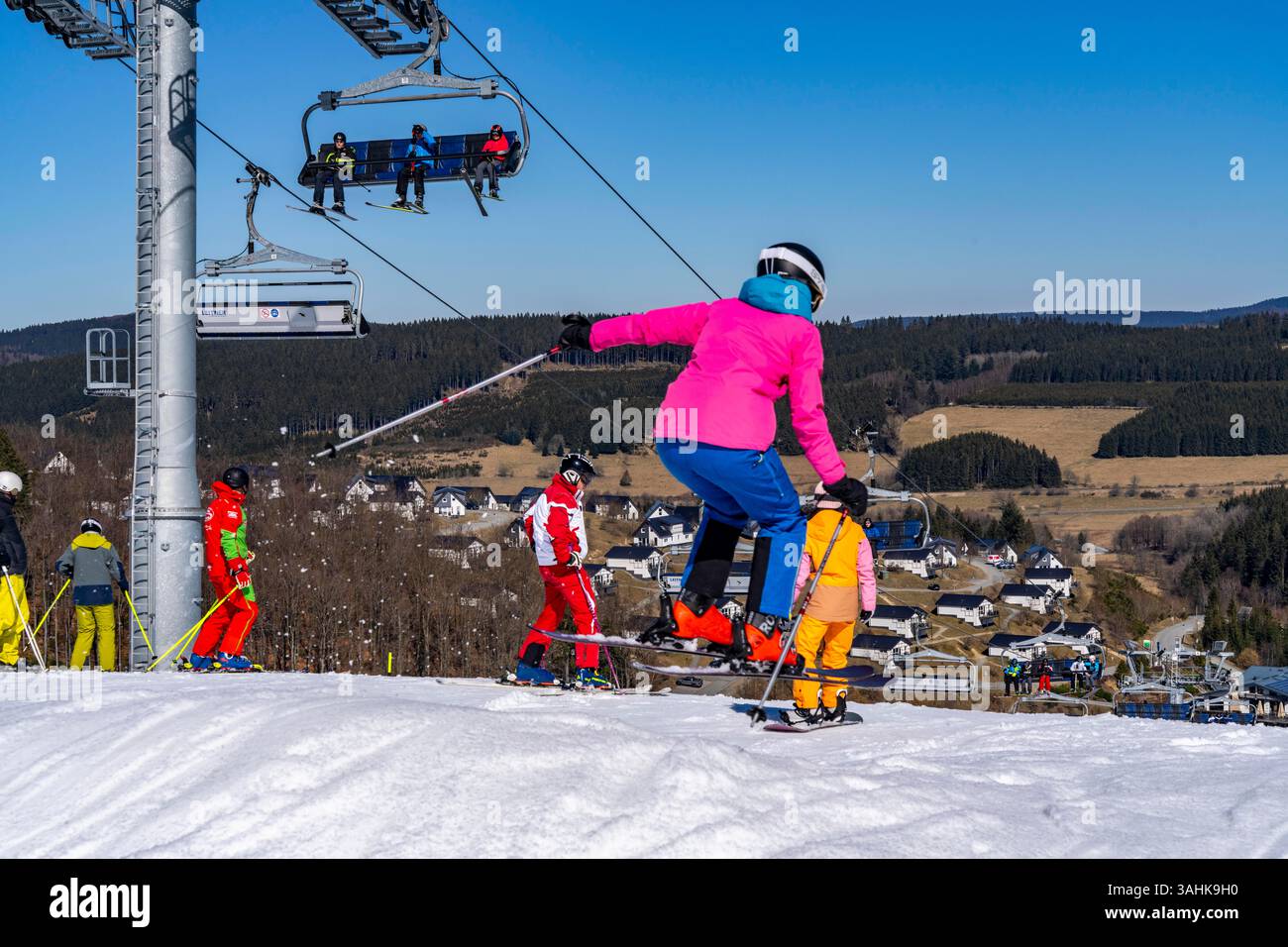 Winter sports area in Sauerland, Winterberg ski lift carousel ...