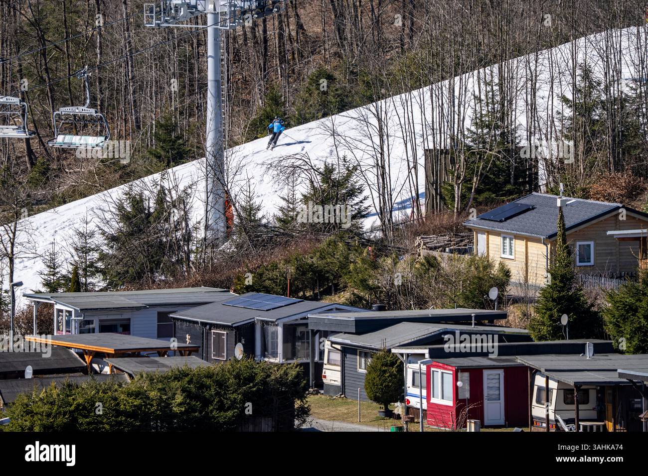 Winter sports area in Sauerland, Winterberg ski lift carousel ...