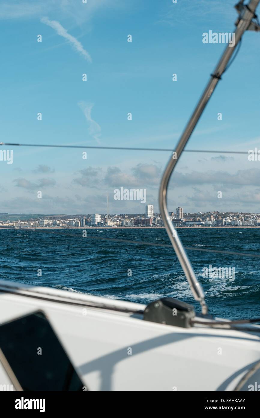 10 April 2025 - Brighton, UK - Brighton viewed from the a Sailing Yacht ...