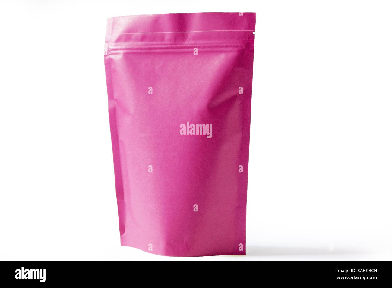pink doypack stand up pouch on white background for food packaging ...