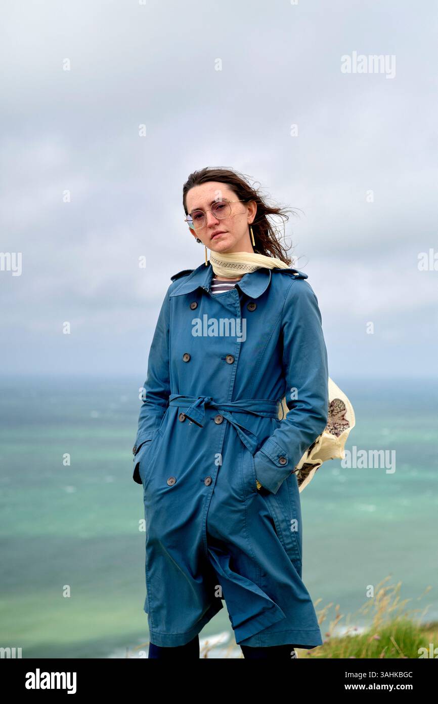 Woman on cliff overlooking hi-res stock photography and images - Alamy