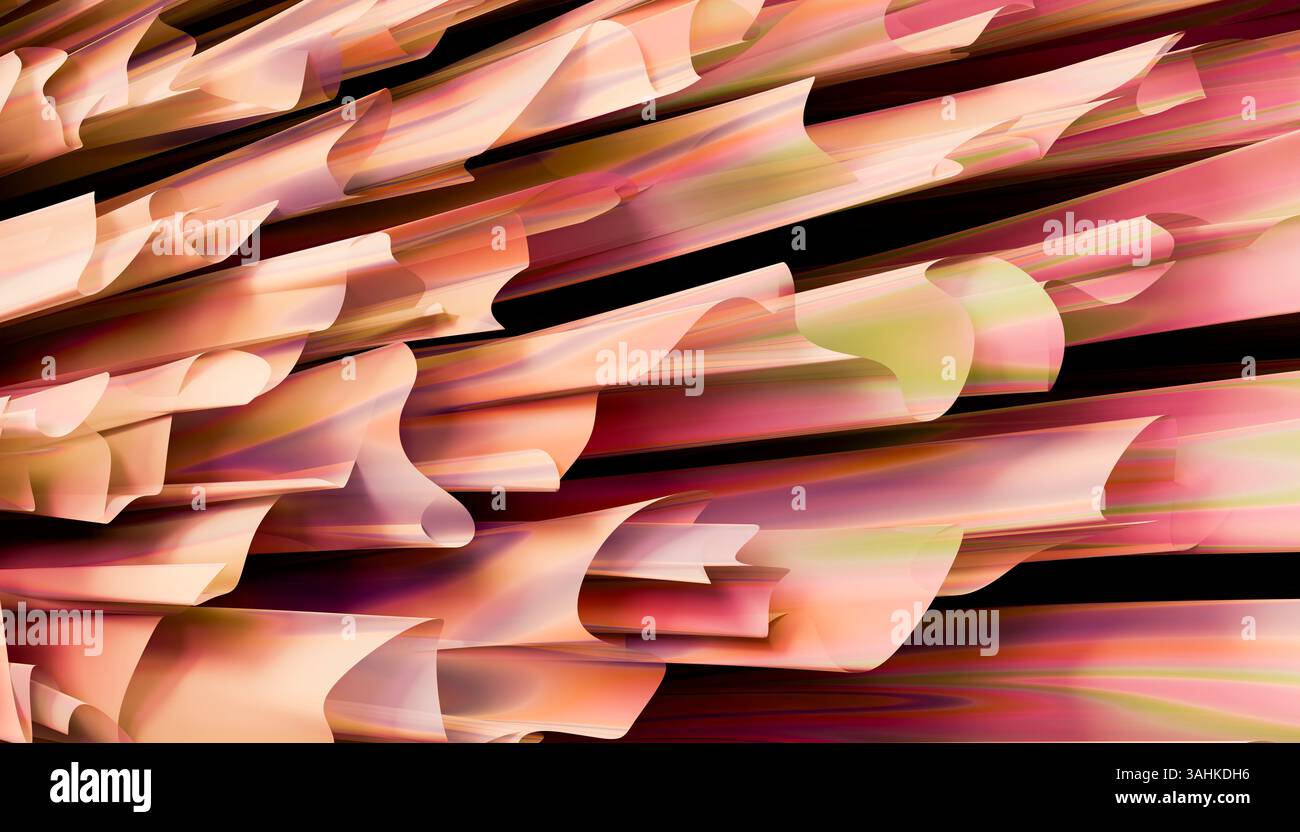 Abstract artwork with layered and flowing peach and pink hues, creating ...