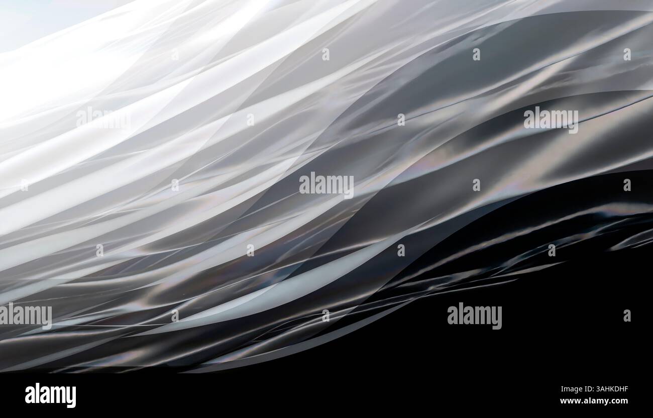 Abstract waves of white and gray blend seamlessly into a dark ...