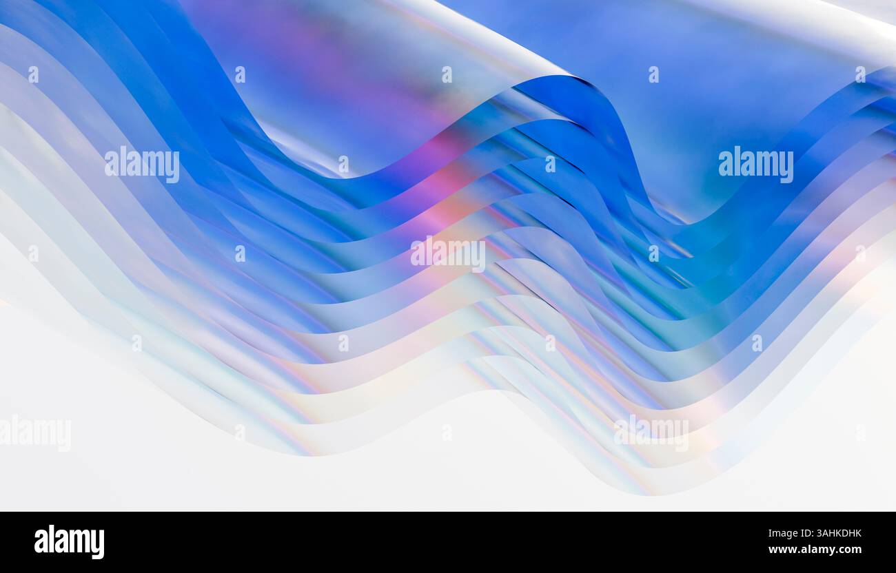 Abstract wave pattern with gradient hues of blue and pink on a light ...