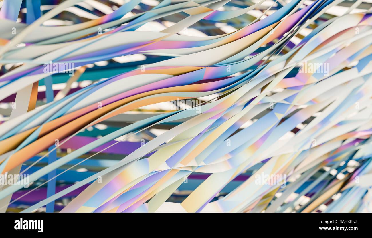 Colorful abstract waves of layered paper in a dynamic flowing pattern ...