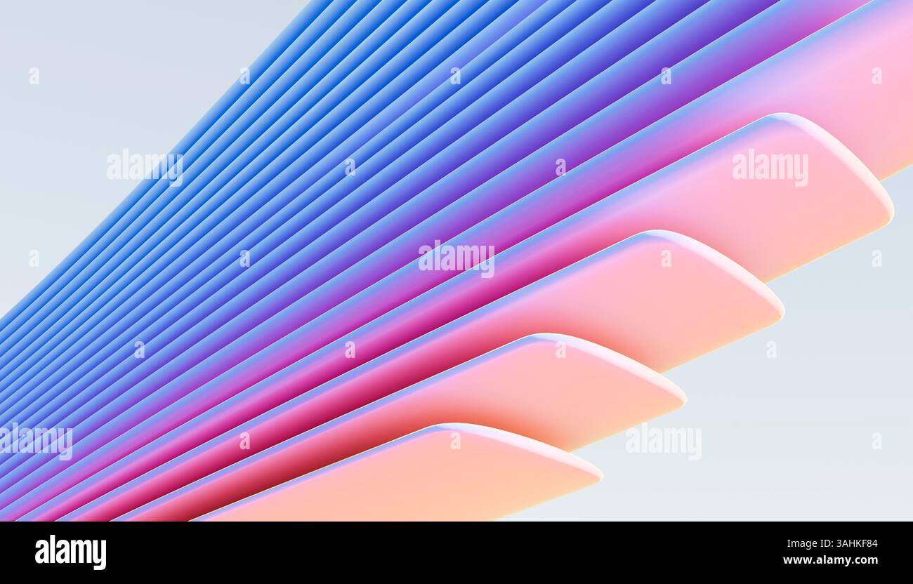 Abstract pastel-colored geometric design with layered curves against a soft gradient background ...