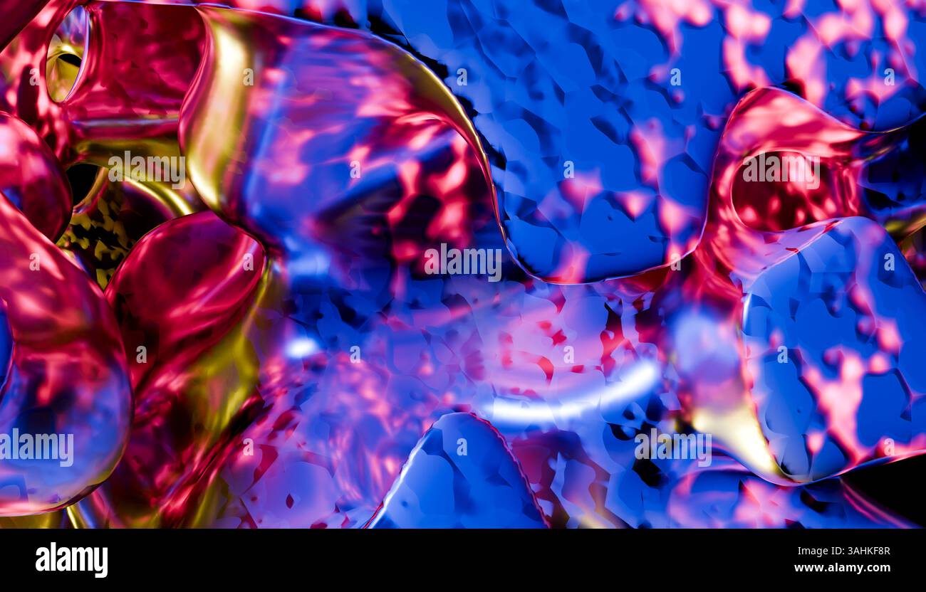 Vibrant abstract art with swirling blue and red forms creating a dynamic visual texture. Blender ...