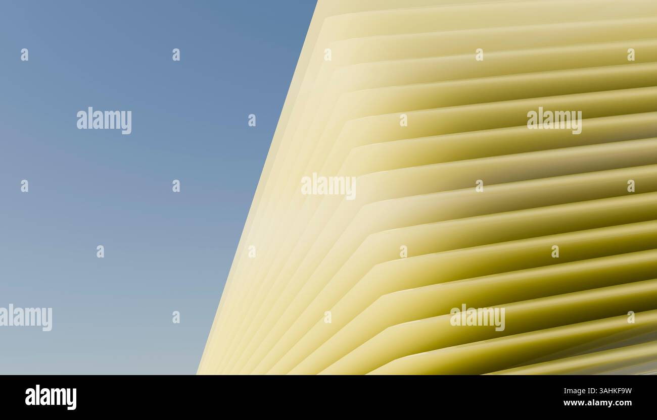 Modern architectural structure with layered, angular design against a ...