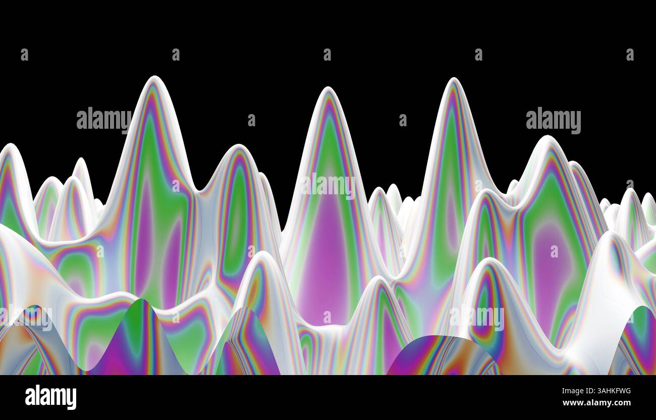 Colorful, abstract 3D peaks against a black background. Blender 3D ...
