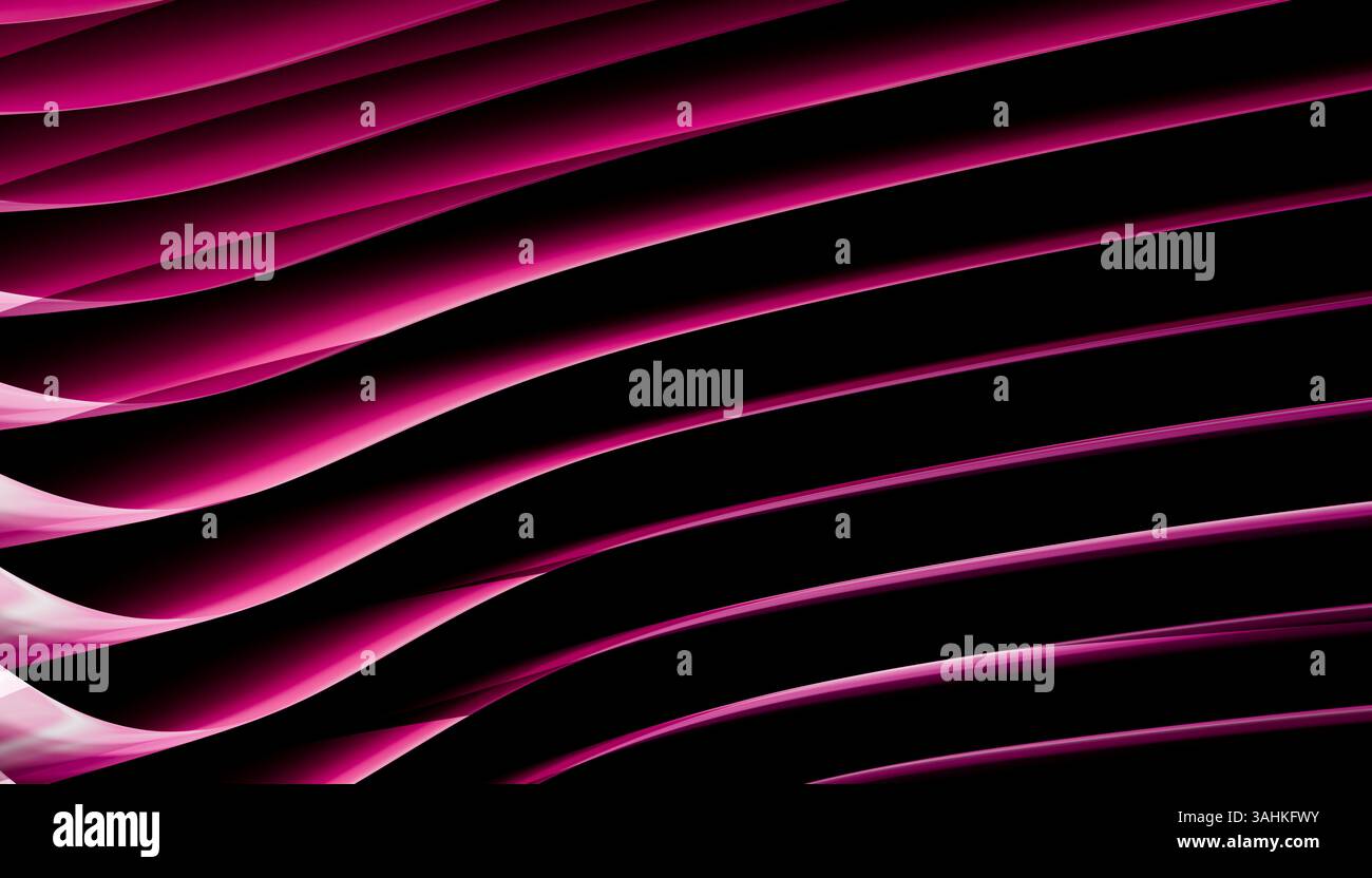 Abstract design with flowing pink and black curved lines creating a ...
