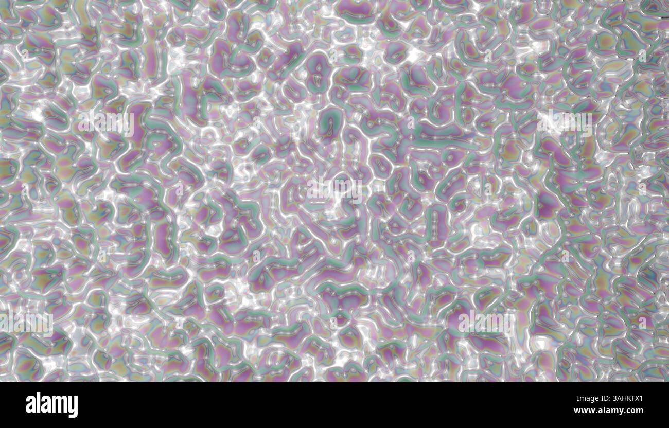 Iridescent abstract pattern with wavy, colorful textures and metallic ...