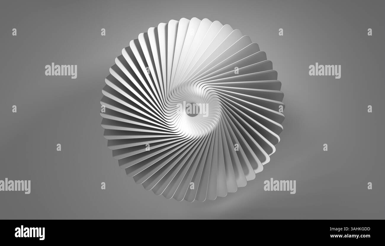 Spiral geometric design with metallic texture on a gradient gray ...