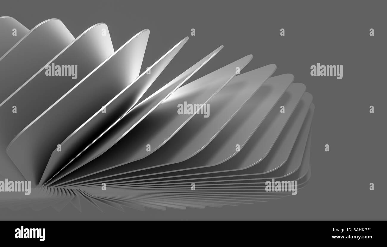 Abstract image of a partially open book with pages fanned out in a ...