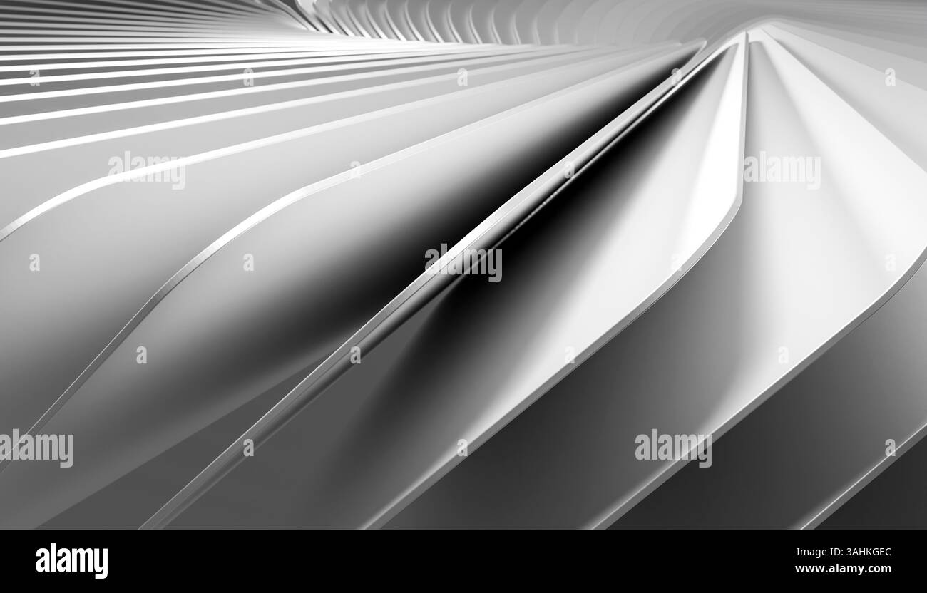 Abstract architectural design with flowing, curved metallic lines and smooth surfaces. Blender ...