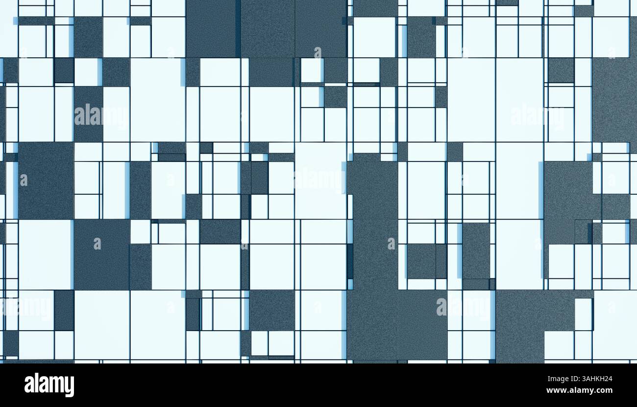 Abstract geometric pattern with overlapping blue and white rectangles ...