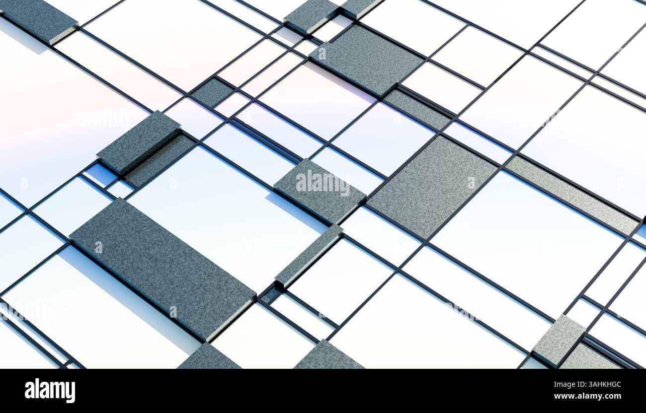 Abstract geometric pattern with blue and white three-dimensional ...