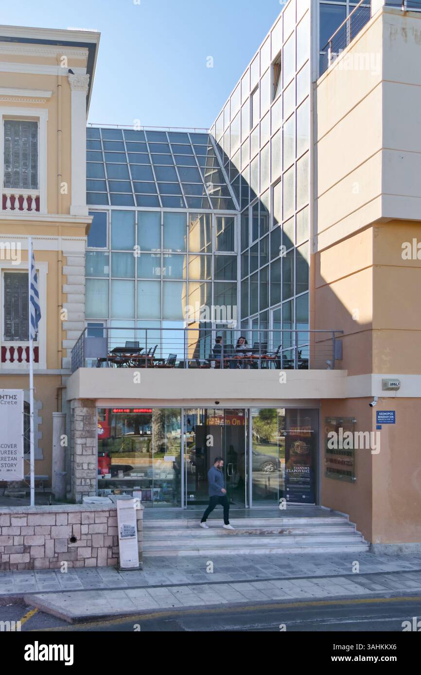 Crete, Greece - April 10, 2025: Main entrance of the Historical Museum ...