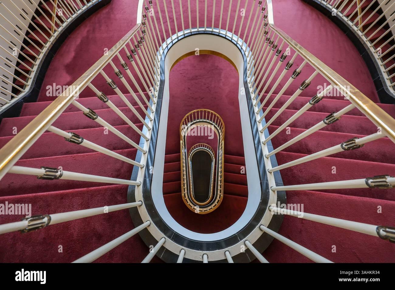 Leipzig, Germany. 10th Apr, 2025. View of a staircase at Leipzig Opera ...