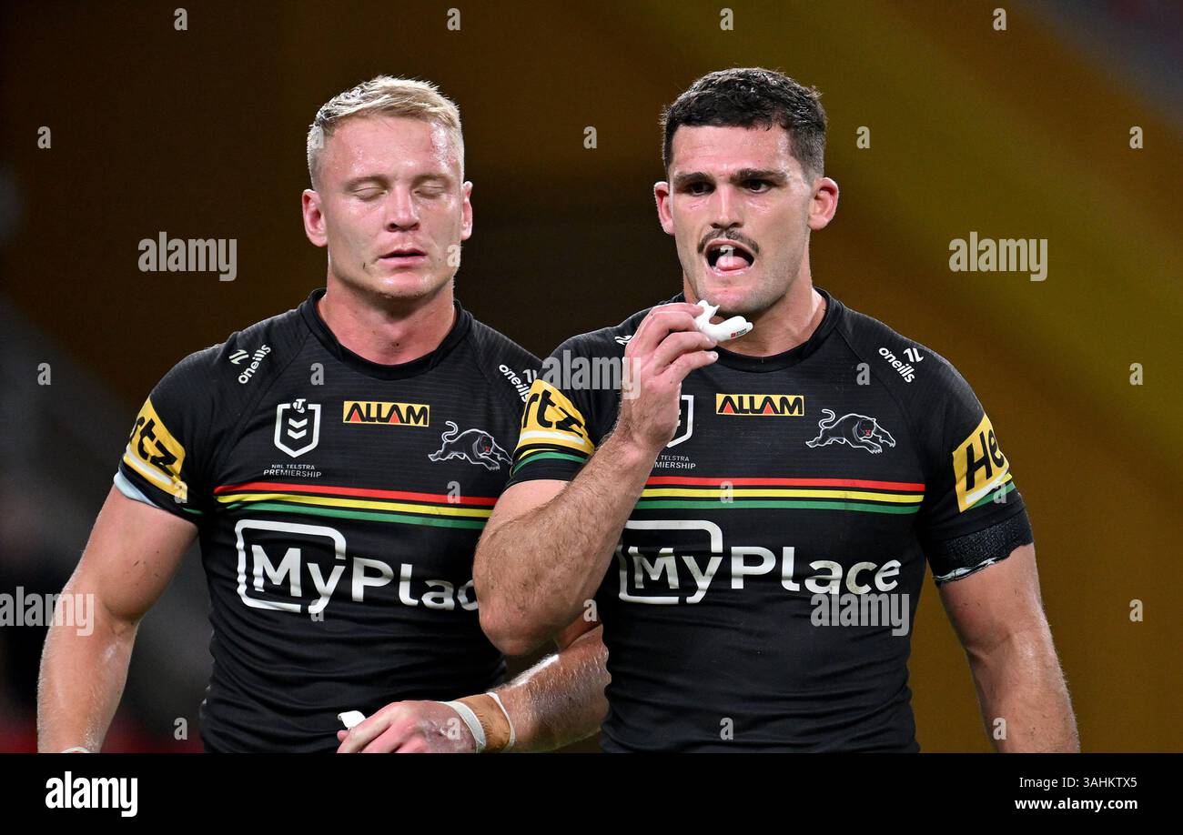 Nathan Cleary of the Panthers recovers during the NRL Round 6 match ...