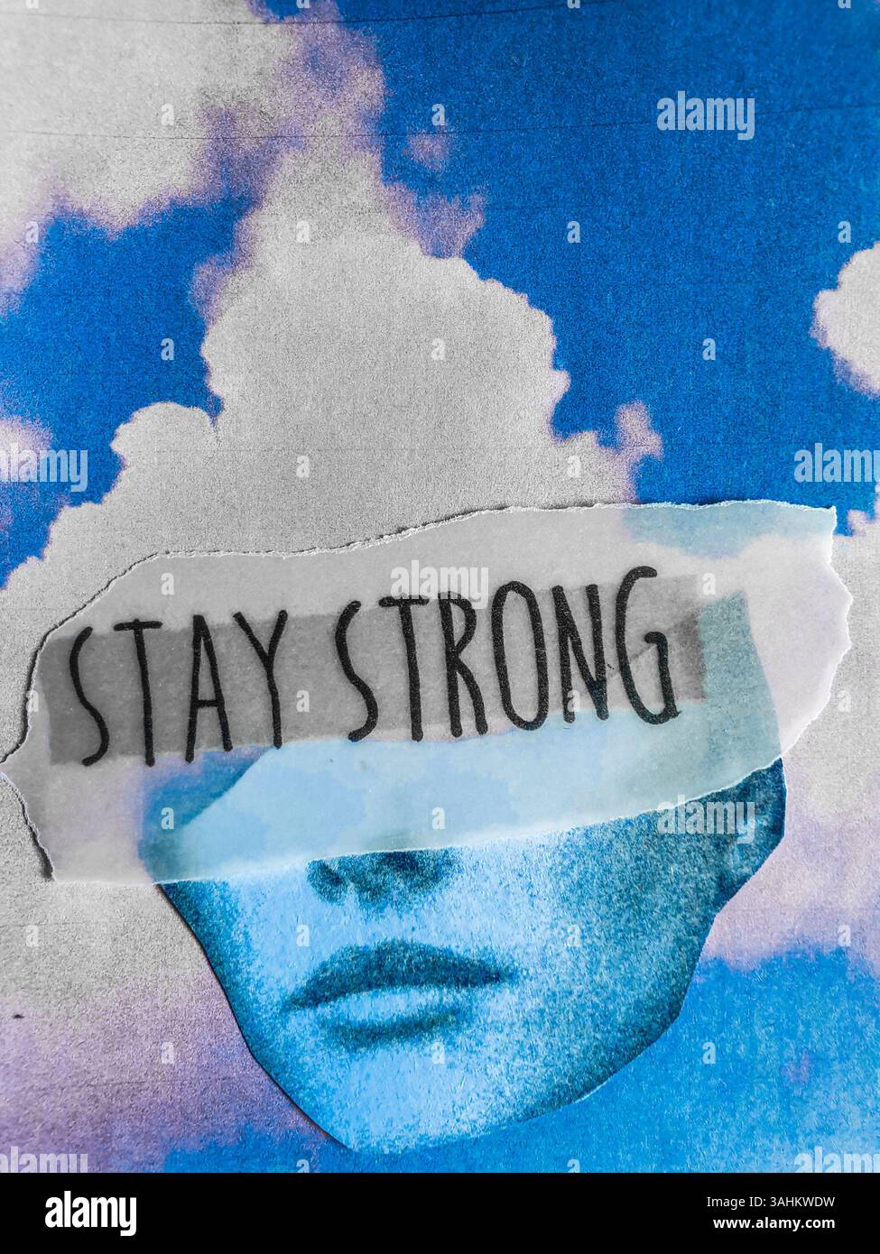 Stay strong written on the face of a woman Stock Photo - Alamy