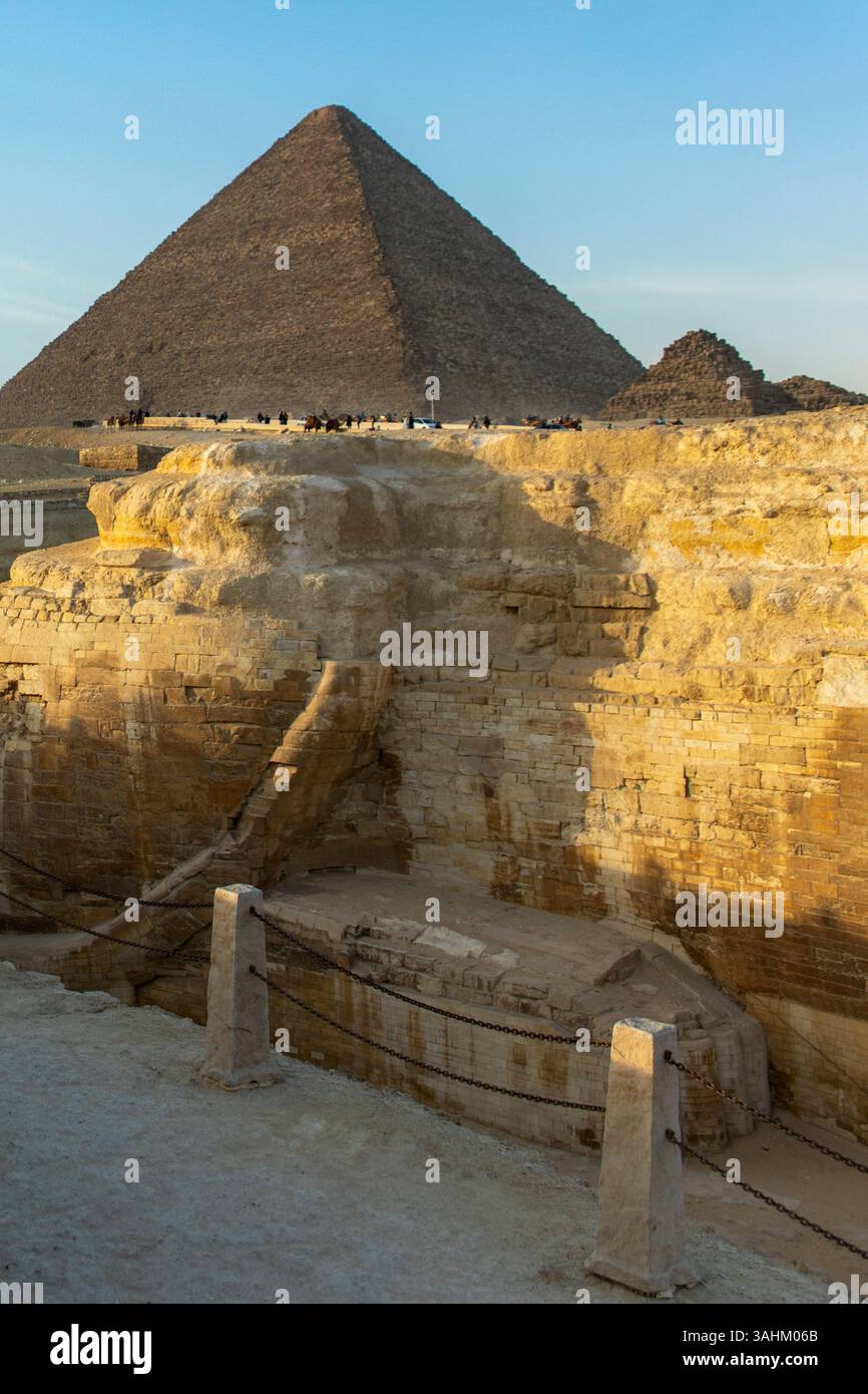 Cairo, Egypt; January 20, 2024: Feature Egypt's Sphinx and Pyramids, a ...