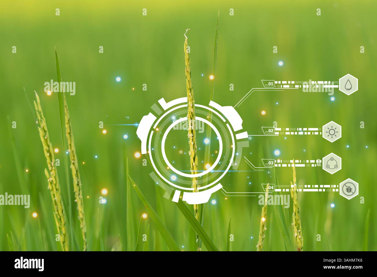 Smart farm digital icon and futuristic AI data infographic of Landscape ...