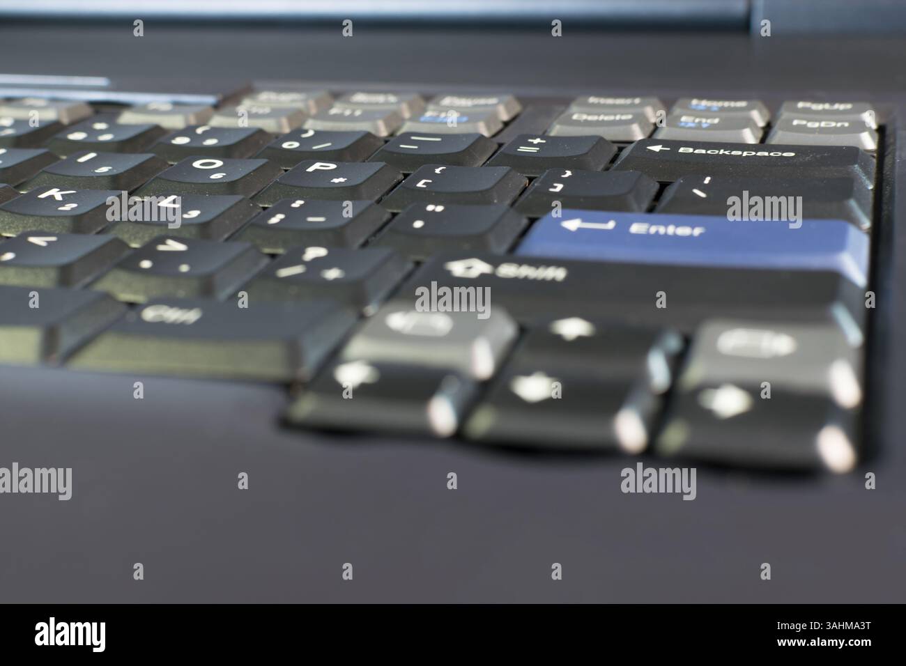 Computer Server mainframe and object keyboard zoom at button in ...