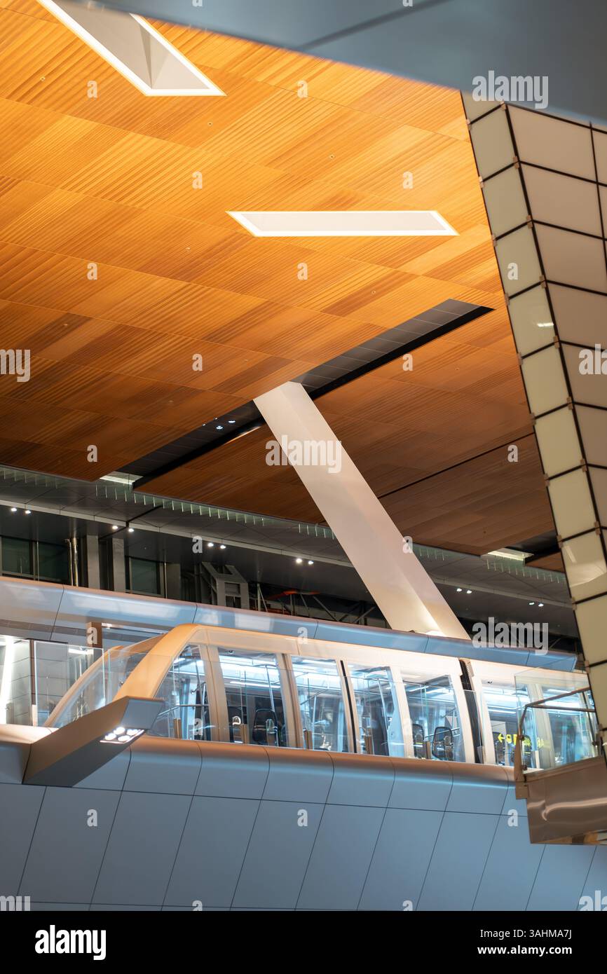 inter terminal shuttle train in international Doha airport, modern ...