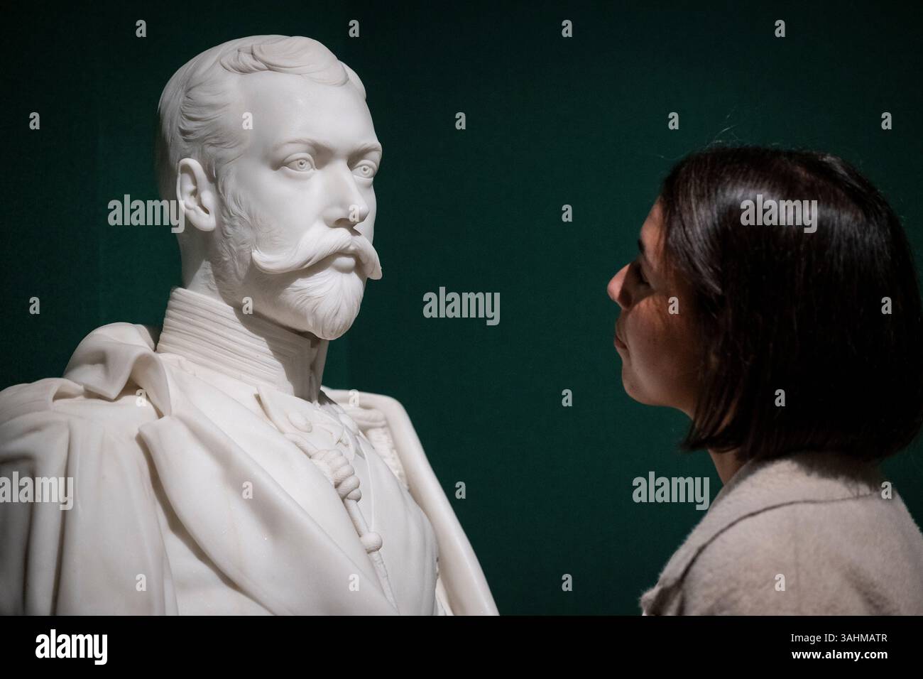 London, UK. 10 April 2025. A staff member with ‘King George V when Duke ...