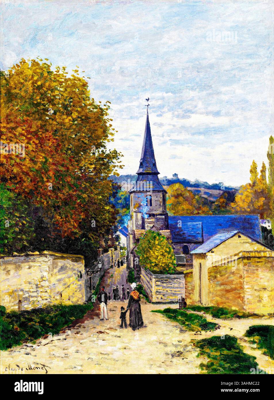 A picturesque scene of a charming village featuring a beautiful church ...