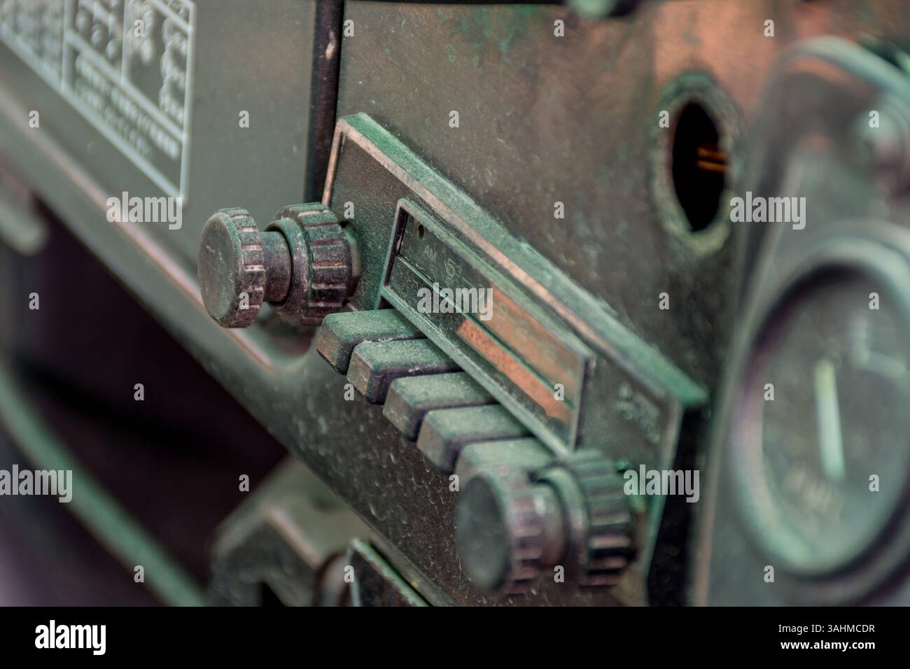 Retro car radio vintage style on old car dashboard Stock Photo - Alamy