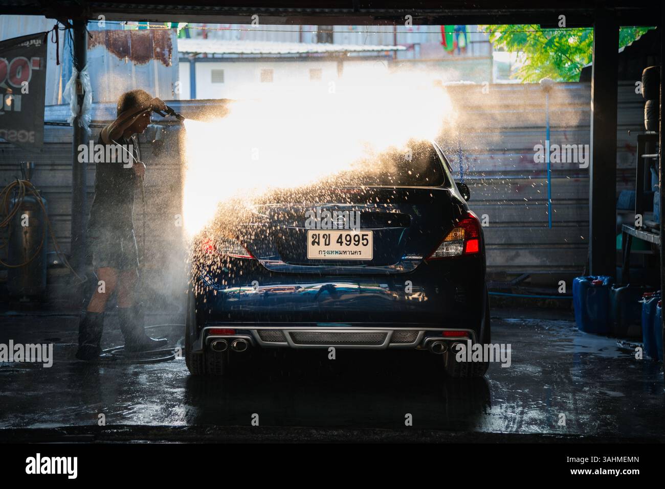 Bangkok, Thailand - March 31, 2017 : Unidentified car care staff ...