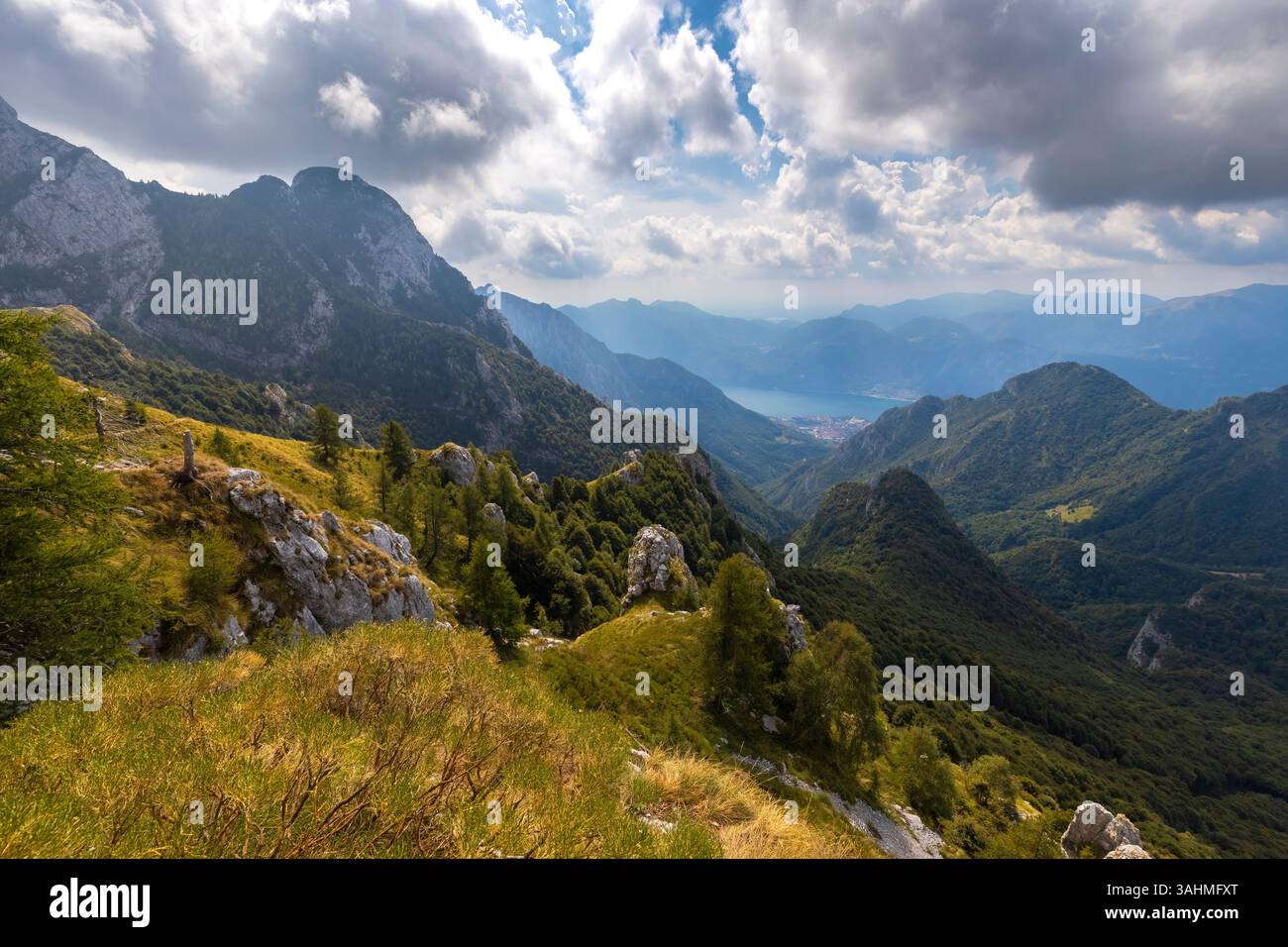 View of the Grigna Settentrionale mountain looking towards Lake Como ...