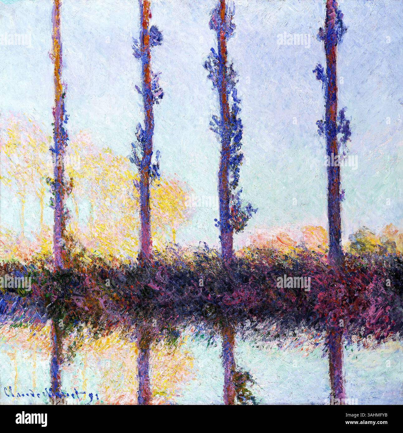 The Four Trees (1891) by Claude Monet Impressionist Landscape Poplars ...