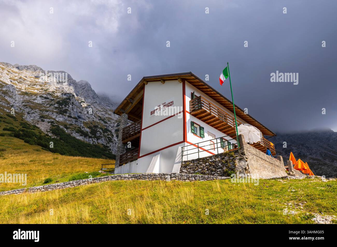 View of the Rifugio Bietti Buzzi and Grigna Settentrionale. Mandello ...