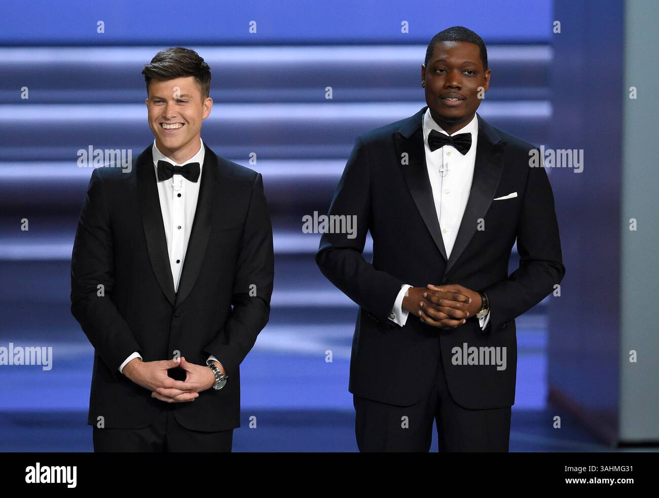 FILE - Saturday Night Live Hosts Colin Jost, left, and Michael Che ...