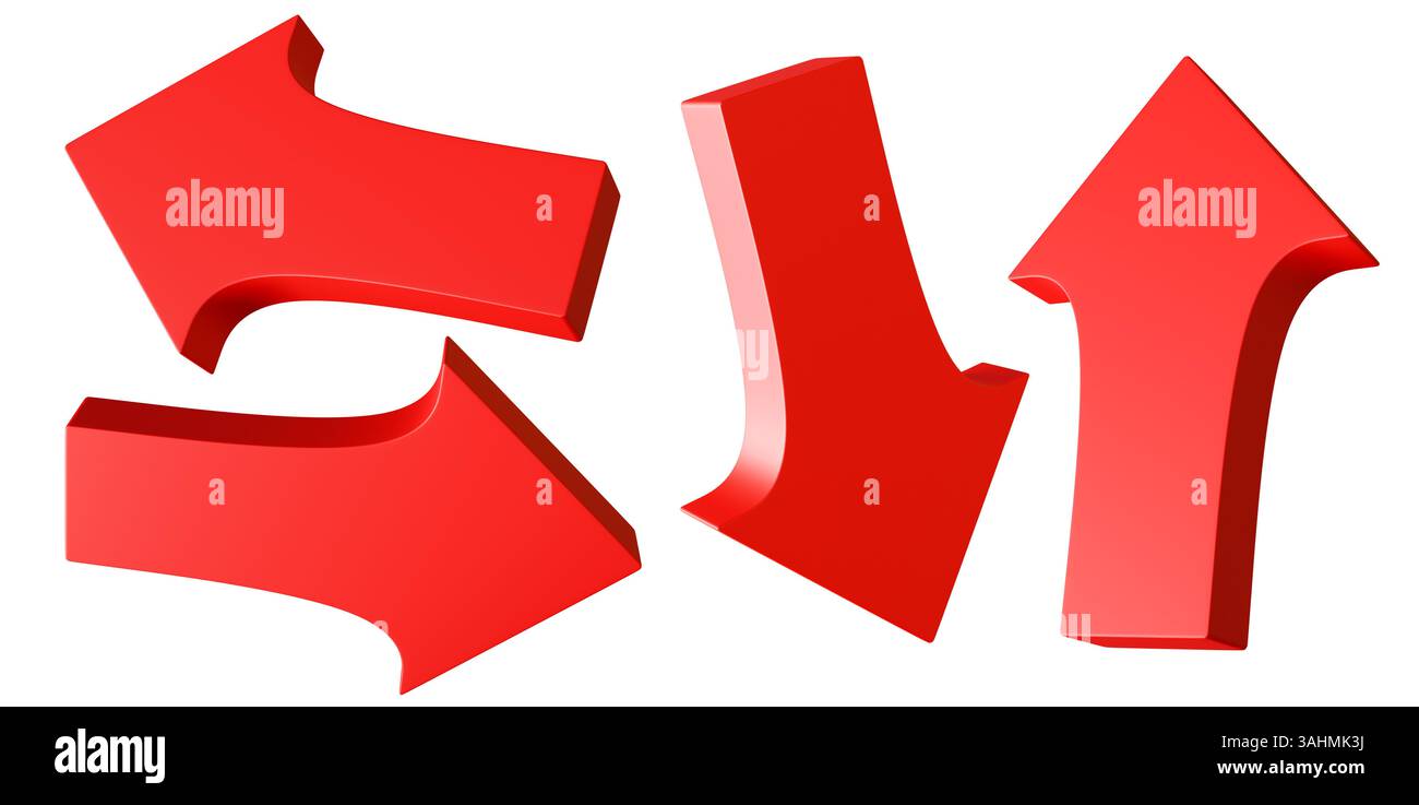 Four distinct red arrows in a three-dimensional style showcase various ...