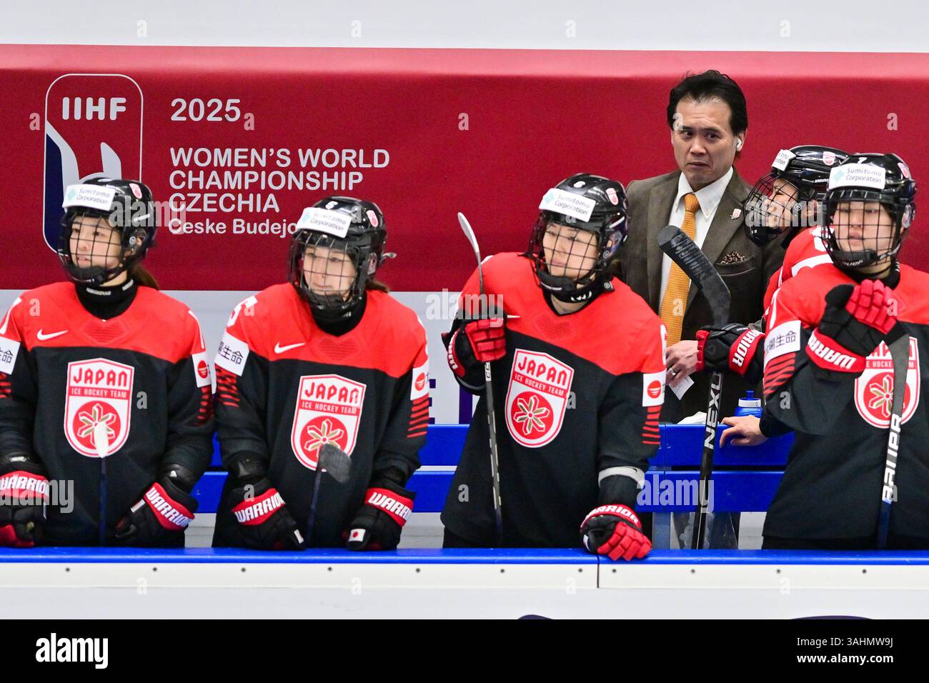 Japanese head coach Yuji Iizuka on the bench during the ice hockey IIHF ...