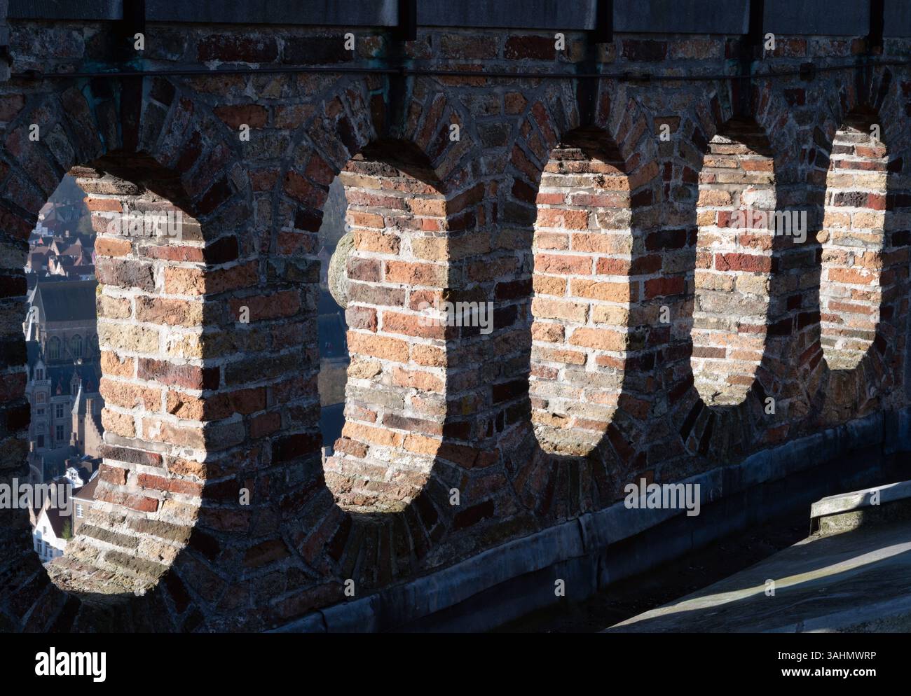 A striking view of brick arches, play of light and shadow creating a ...