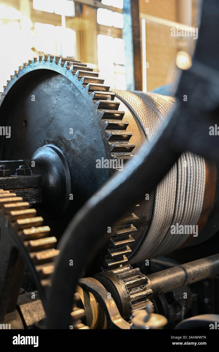 A detailed view of an industrial gear mechanism that showcases its ...