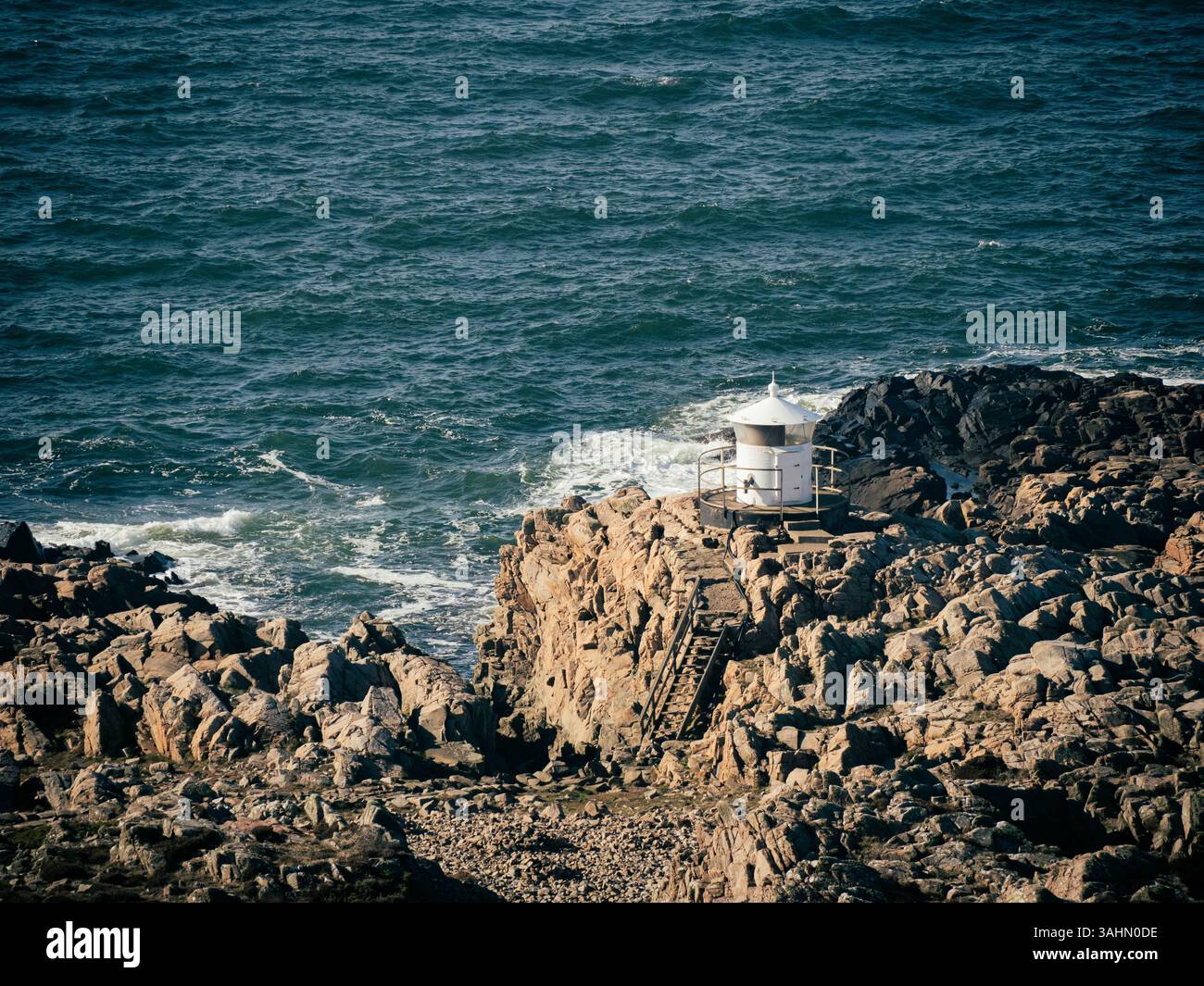 A beautiful and rugged rocky coastline in Sweden, with stunning sea ...