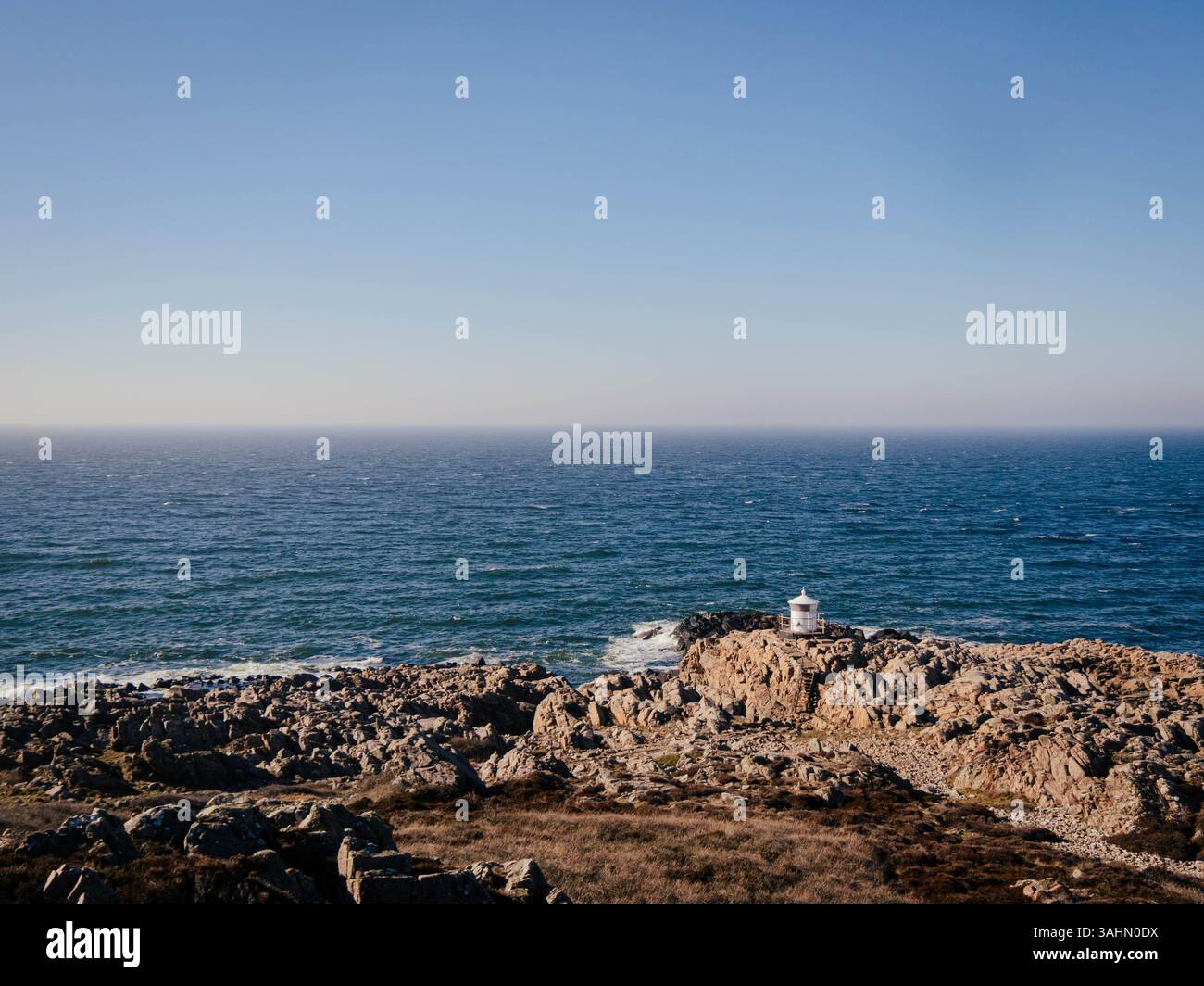 A beautiful and rugged rocky coastline in Sweden, with stunning sea ...